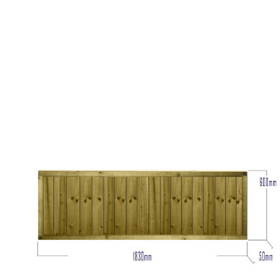 Flat Top Feather Edge Fence Panel (Pack of 3) Width: 6ft x Height: 2ft ...