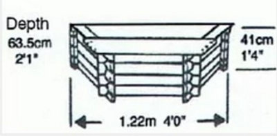 Flatback Planter - Timber - L63.5 x W122 x H41 cm
