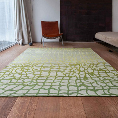 Flatweave Green Luxurious Modern Abstract Rug For Dining Room Bedroom ...