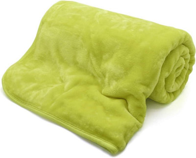 Fleece Faux Fur Lime Green Roll Mink Throws Soft Cosy Bed Blankets ...