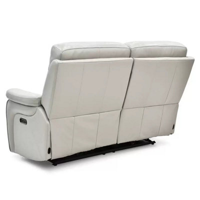 Fletcher Light Grey Leather 2 Seater Power Reclining Sofa with Power ...