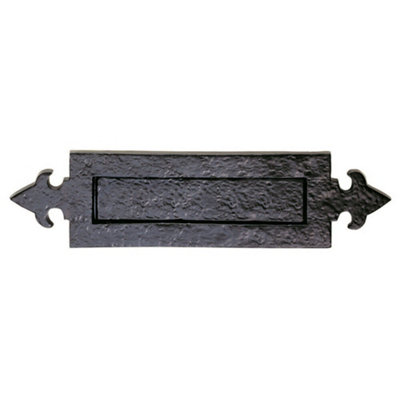 Fleur de Lys Design Letterbox Plate 250mm Fixing Centres Black Antique ...