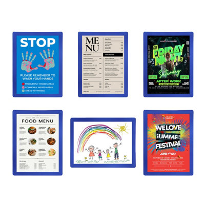 Flex-O-Frame A4 Self-Adhesive Frames with Blue Border and Magnetic ...