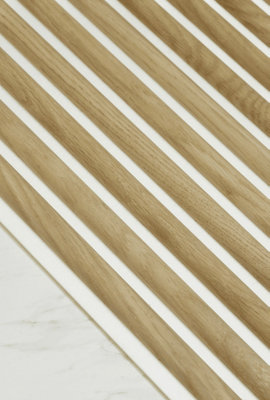 Flexi Fluted Acoustic Panel - Natural Oak on White (240cm x 60cm) Volga ...