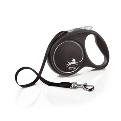 Flexi Large Tape Retractable Dog Lead Black/Silver (5m)