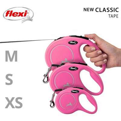 Flexi New Classic Tape Retractable Small Pink 5m Dog Leash/Lead 1-15kg
