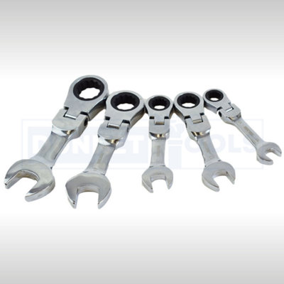Flexi Ratchet Spanners Stubby Metric 5 Piece Automotive Garage Workshop ...