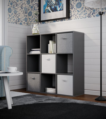 Flexi Storage Compact Cube 9 Compartment Storage Cube - Grey