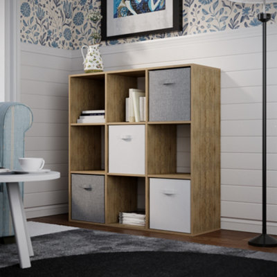 Flexi Storage Compact Cube 9 Compartment Storage Cube - Oak Effect