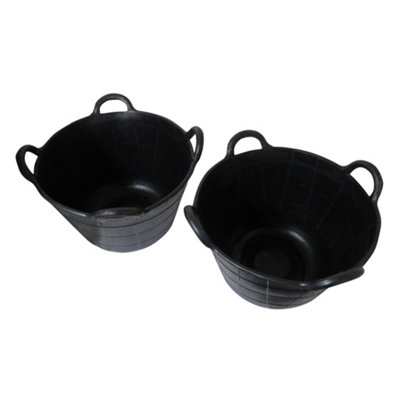 FLEXI TUB RUBBER BUILDERS BUCKET 40L X2 (4 HANDLES FLEXIBLE GARDENING ...