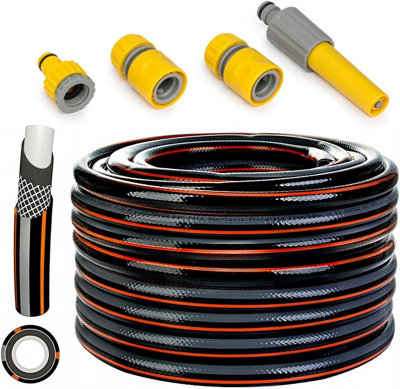 Flexible 4 Layer Hose Pipe 1/2 Inch 20m Set with 4 leakproof Connectors ...