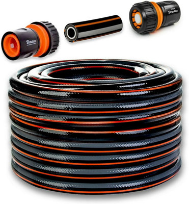 FLEXIBLE 4 LAYER HOSE PIPE 1/2 INCH 50M SET WITH 2 CONNECTORS CARBON ...