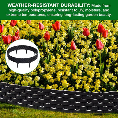 Flexible Black Rattan Effect Lawn Edging 2.4m - Flexible Plastic Garden ...