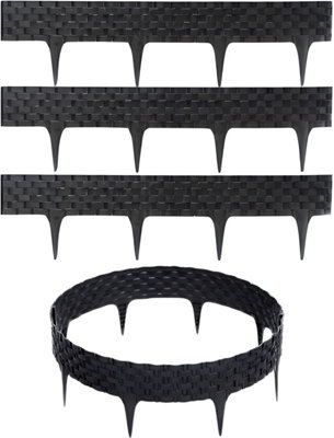 Flexible Black Rattan Effect Lawn Edging 2.4m - Flexible Plastic Garden ...