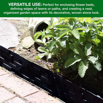 Flexible Black Stone Effect Lawn Edging 2.3m - Flexible Plastic Garden ...