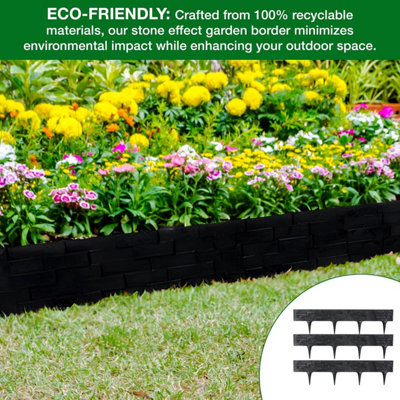 Flexible Black Stone Effect Lawn Edging 2.3m - Flexible Plastic Garden ...