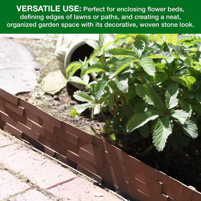 Flexible Brown Stone Effect Lawn Edging 2.3m - Flexible Plastic Garden ...