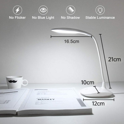 Flexible Dimmable LED Desk Lamp with Touch Control & USB Rechargeable ...