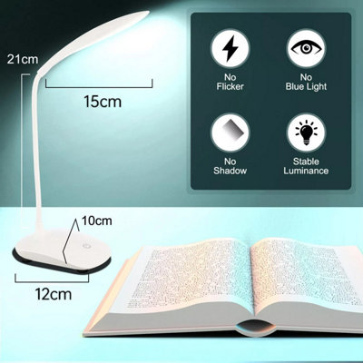 Flexible Dimmable LED Desk Lamp with Touch Control & USB Rechargeable ...