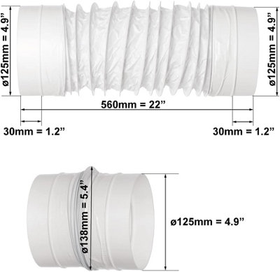 Flexible Duct Connector 125mm / 5" Round PVC Ducting Ventilation Tube