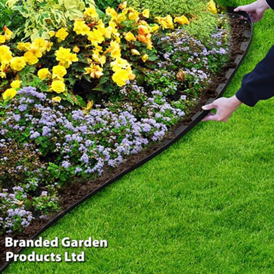 Flexible Durable Plastic Garden Border Edging 10m Rolls 5cm Easy Installation Black