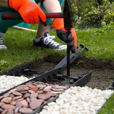 FLEXIBLE GARDEN BORDER GRASS LAWN PATH EDGING WITH PLASTIC PEGS 4 20 ...