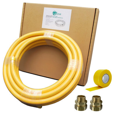 Flexible Gas Pipe Kit 15mm Length 5m Alternative to Flexigas, Tracpipe ...