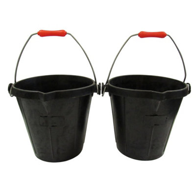 Flexible Heavy Duty Rubber Bucket 14L X2 (Large Horse Feed Builders Tub ...