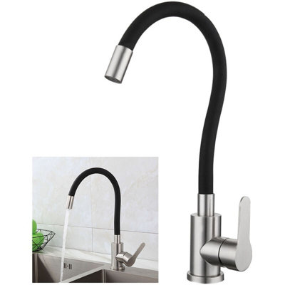 Flexible kitchen faucet freely swivel high spout flexible sink mixer ...