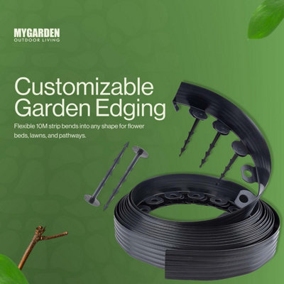 Flexible Lawn Edging 10M Plastic Garden Edging Strip Weather-Resistant ...