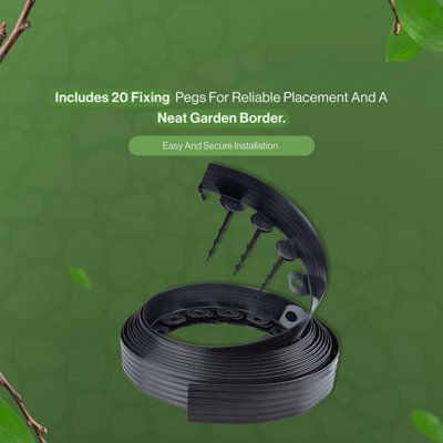 Flexible Lawn Edging 10M Plastic Garden Edging Strip Weather-Resistant ...