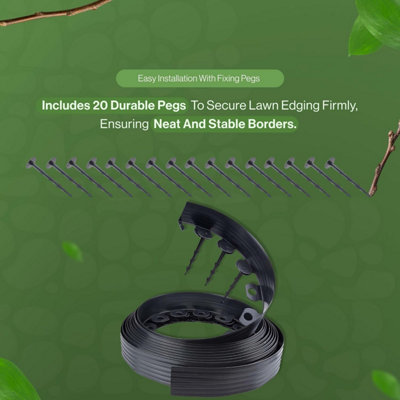 Flexible Lawn Edging 10M Plastic Garden Edging Strip Weather-Resistant ...