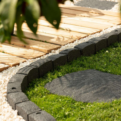 Flexible Lawn Edging Stone Garden Border Grass Pathways Plot Flowerbed Raised Rubber Borders Grey 1.2m