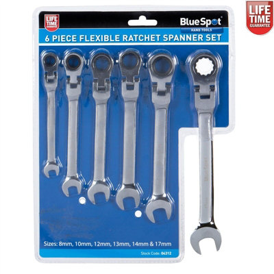 Flexible Ratchet Head Spanner Set 6 Pc Combination Flexi Ratcheting ...