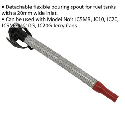 Flexible Red Pouring Spout for Jerry Cans - Detachable Fuel Accessory