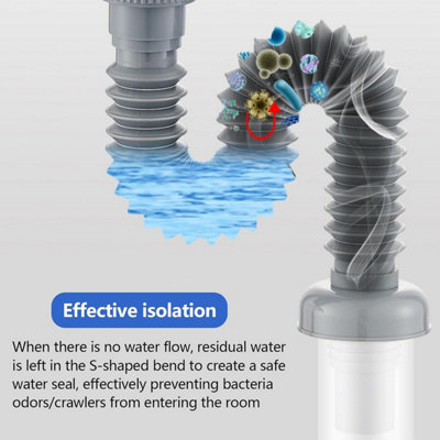 Flexible Waste Pipe, 40mm Sink Waste Pipe Waste Trap Sink Waste Kit ...