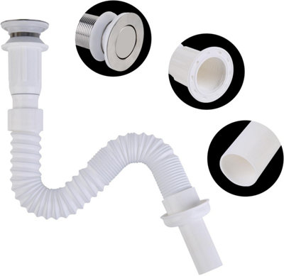 Flexible Waste Pipe Connector Kit , 1 1/4 Inch Universal Plumbing Trap ...