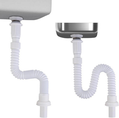 Flexible Waste Pipe Connector Kit , 1 1/4 Inch Universal Plumbing Trap ...