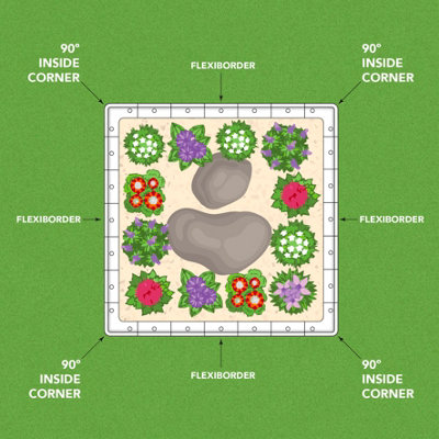 FlexiBorder 2 x 90 Degree Inside Corner Brown - Rubber Lawn Edging ...