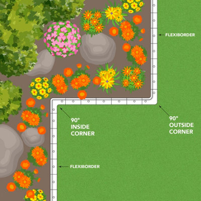 FlexiBorder 2 x 90 Degree Outside Corner Grey - Rubber Lawn Edging ...