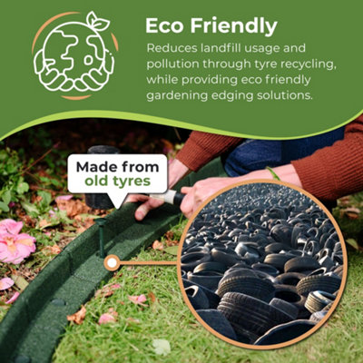 FlexiBorder Green 6 x 1m Flexible Garden Edging for Garden Borders ...