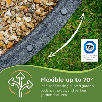 FlexiBorder Grey 2 x 1m Flexible Garden Edging for Garden Borders ...