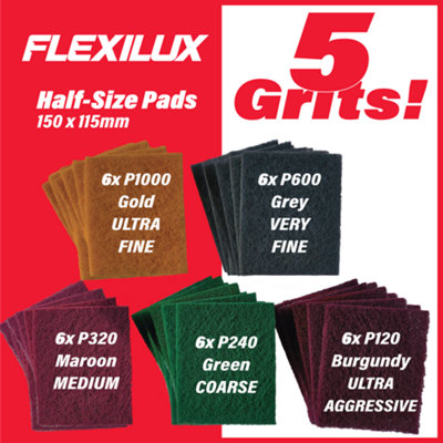 Flexilux Abrasive Pads - Sanding Pad Finishing Assortment - 30 Pack