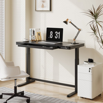 FlexiSpot Adjustable Height Desk Frame Recessed Drawer in Black