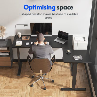 FlexiSpot Adjustable Height Standing Electric Corner Table Stand Black ...