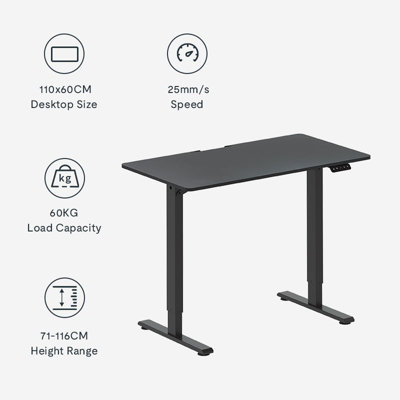 FlexiSpot Adjustable Standing Desk in White with Practical Hook, Cable ...