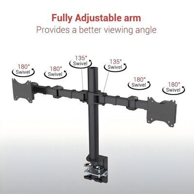 FlexiSpot Black Monitor Mount for 10-27 Inch Screens - Ergonomic 90 ...