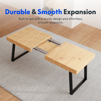 FlexiSpot Extendable Dining Table with MDF Desktop and Steel Frame 80kg Load Capacity Fixed ...