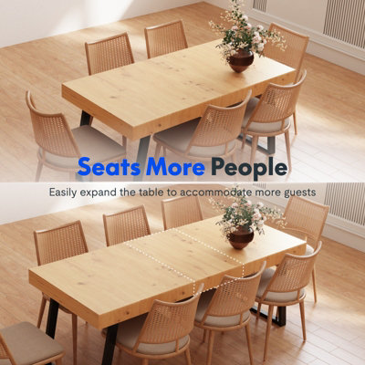 FlexiSpot Extendable Dining Table with MDF Desktop and Steel Frame 80kg Load Capacity Fixed ...