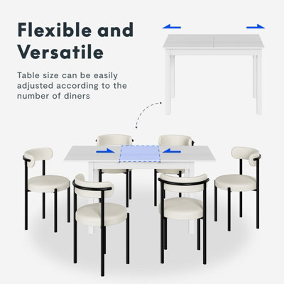 FlexiSpot Extendable Dining Table with Telescopic Slide and Eco-Friendly Board for Daily Use and ...